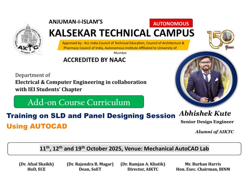 Training on SLD and Panel Designing Session using AutoCAD - SOET, AIKTC